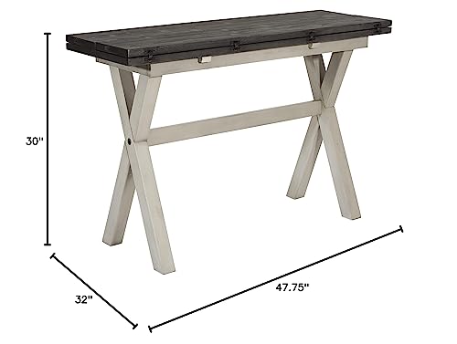 OSP Home Furnishings Kristen Flip-Top Expanding Desk to Dining Table, Charcoal Finish