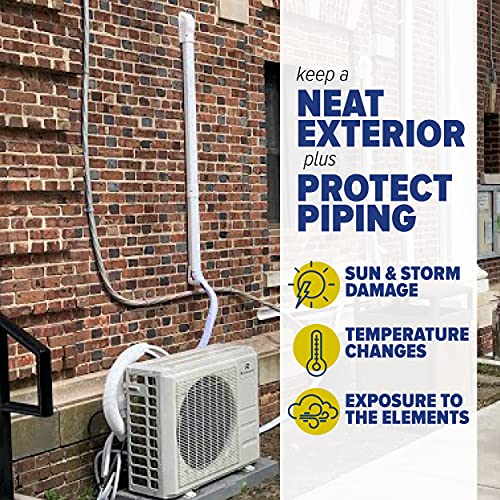 Sealproof Mini Split AC Line Set Cover Kit, 4" Decorative White Professional Grade PVC Kit Provides 15 FT Line Coverage for Ductless Mini Split Air Conditioners and Heat Pumps
