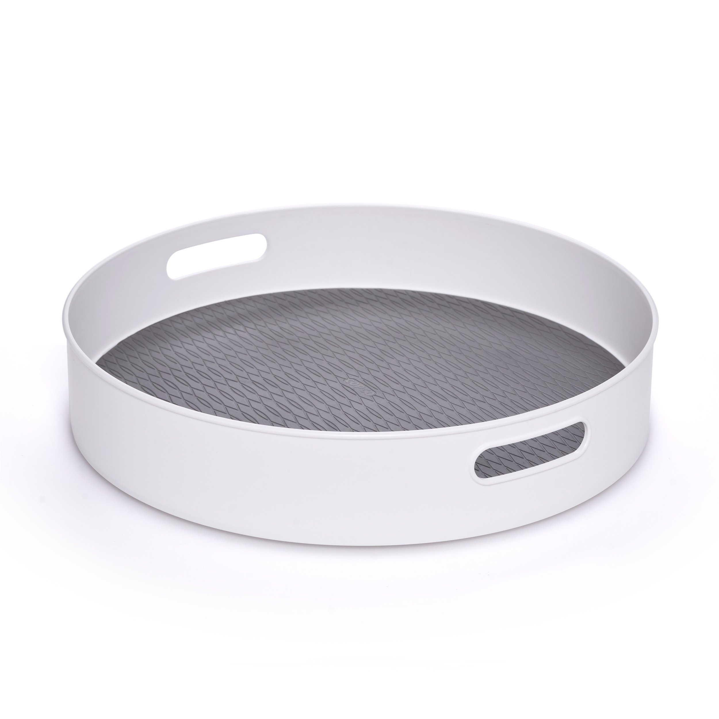Copco Non-Skid Pantry Cabinet Lazy Susan Turntables, 9-Inch, White/Gray (Set of 2)