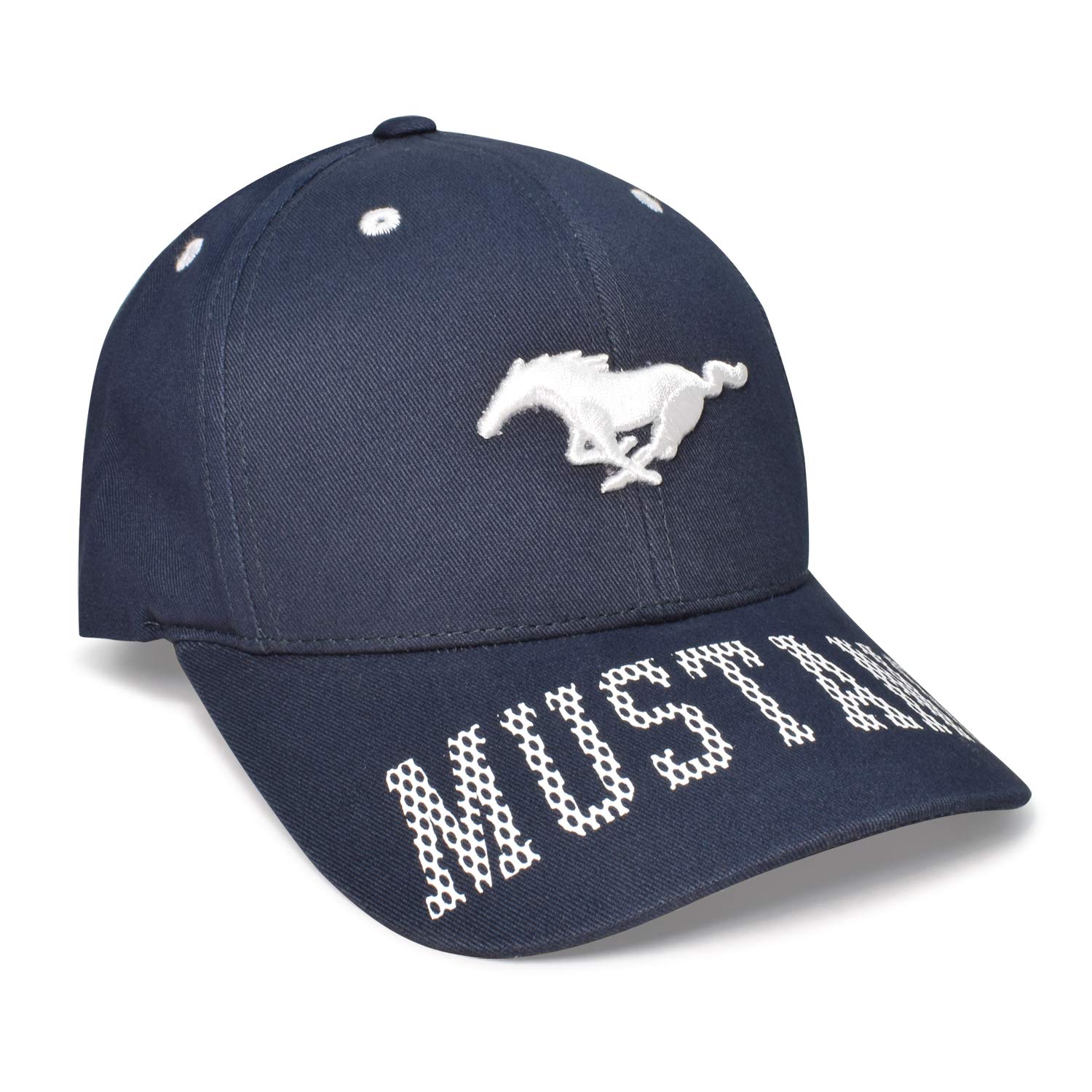 Checkered Flag Graphic Visor Navy Blue Baseball Cap for Ford Mustang