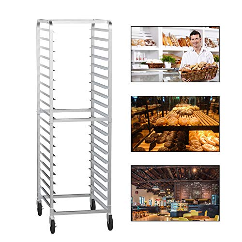 VINGLI 20-Tier Bakery Rack Commercial Stainless Steel Sheet Pan Rack with Brake Wheels for Kitchen, Restaurant, Pizzeria