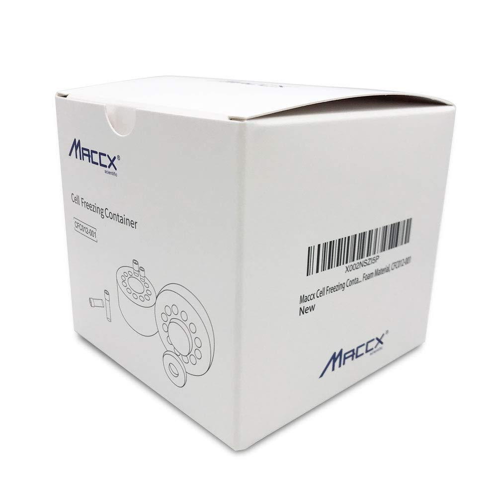Maccx -1β(-33.8β) Cell Freezing Container for 2ml Cryogenic Vials, 12 Places, Cross-Linked Polyethylene Foam with a Solid State Core, CFC012-001