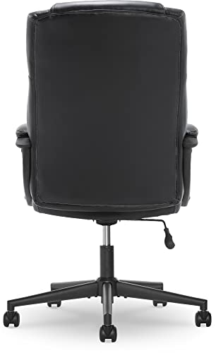 Serta Executive High Back Office Chair with Lumbar Support Ergonomic Upholstered Swivel Gaming Friendly Design, Bonded Leather, Black