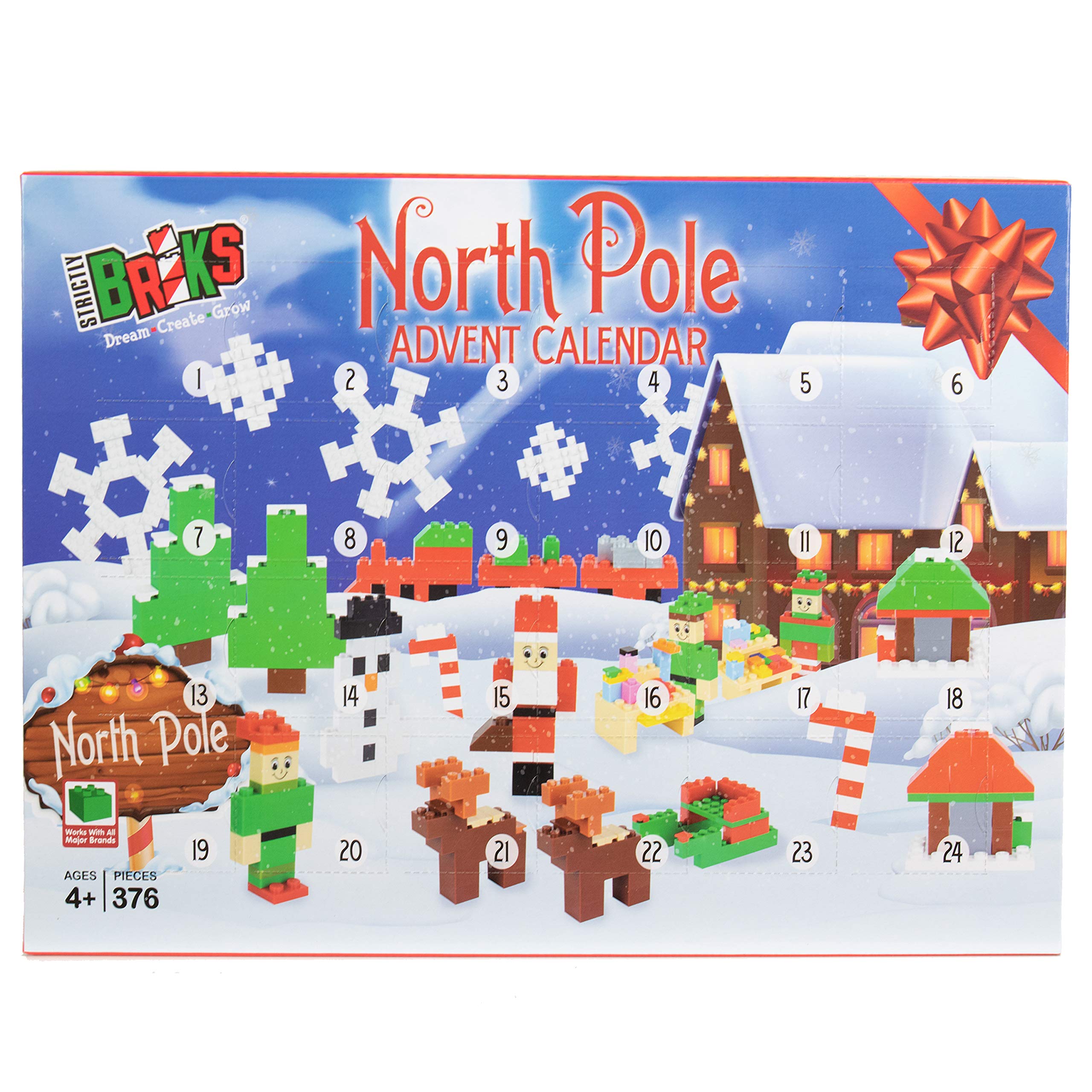 Strictly Briks Compatible with LEGO Duplo Classic Bricks Advent Calendar for Kids and Toddlers, Countdown to Christmas Building Block Toy, North Pole Theme, 376 Pieces