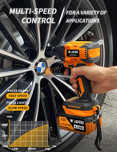 Cordless Impact Wrench,450NM(332ft·lbs) High Torque ,Brushless Motor,1/2 inch impact gun with a 4.0Ah Li-Ion Battery, Suitable for family cars…