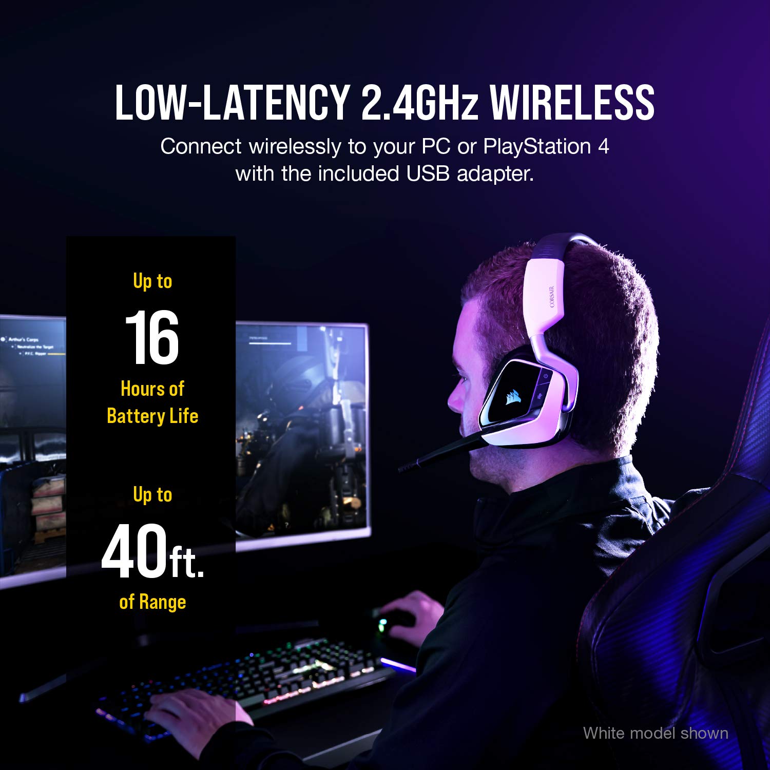 Corsair VOID RGB Elite Wireless Premium Gaming Headset with 7.1 Surround Sound, Carbon (Renewed)