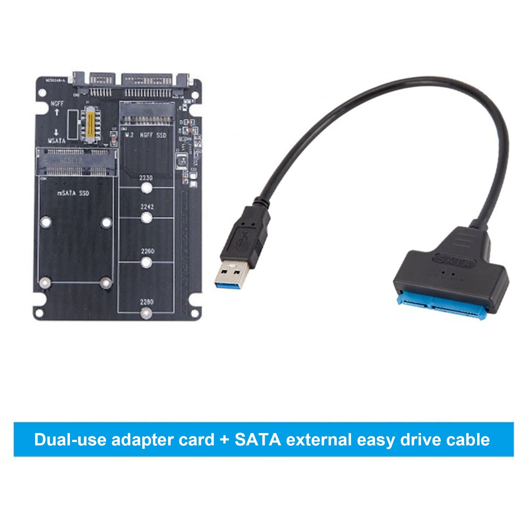 HICCYRODLY M.2 NGFF SSD to 3.0 Card MSATA SSD to 3.0 Riser Card 2 in 1 Card with USB3.0 Drive