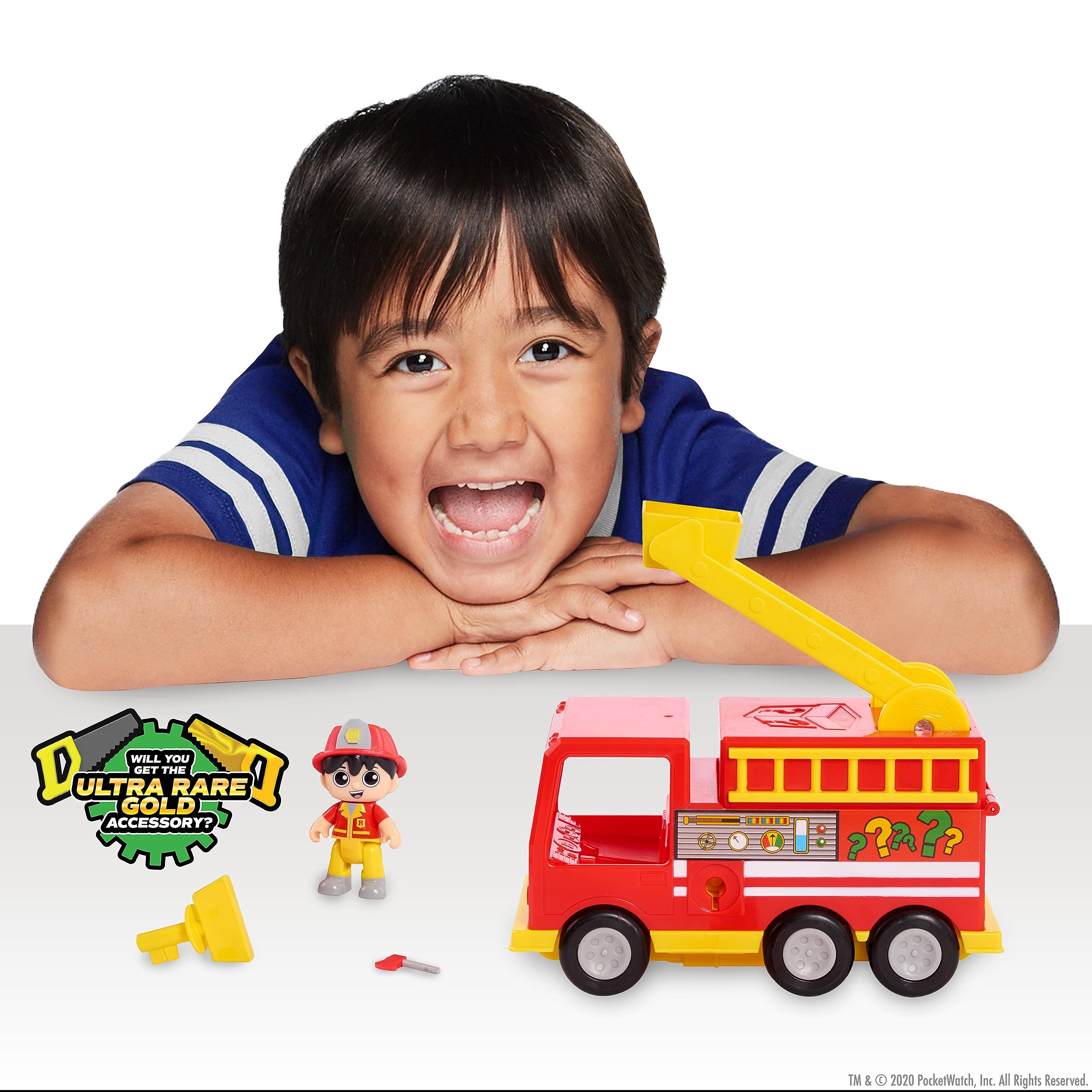 Ryan's Mystery Playdate Mystery Fire Truck, Includes 1 Ryan Figure and Mystery Accessory, Kids Toys for Ages 3 Up by Just Play