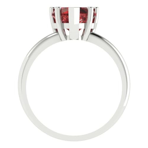 Clara Pucci 2.0 ct Heart Cut Solitaire Natural VVS1 Red Garnet 5-Prong Engagement Bridal Promise Anniversary Ring 18K White Gold Size 11