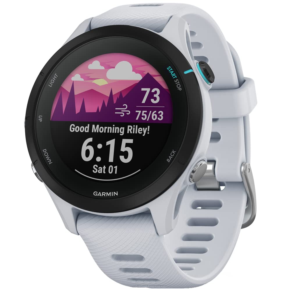 Garmin 010-02641-21 Forerunner 255 Music GPS Smartwatch Whitestone Bundle with 2 YR CPS Enhanced Protection Pack