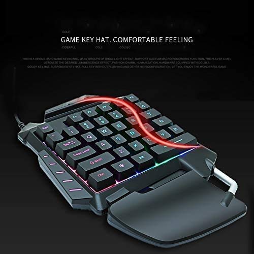 FEDRUI Mechanical Keyboard Wireless, Gaming Keyboard, Backlit Ergonomic Keyboard, Colorful Backlit Single Left-Handed Computer Keyboard for Office