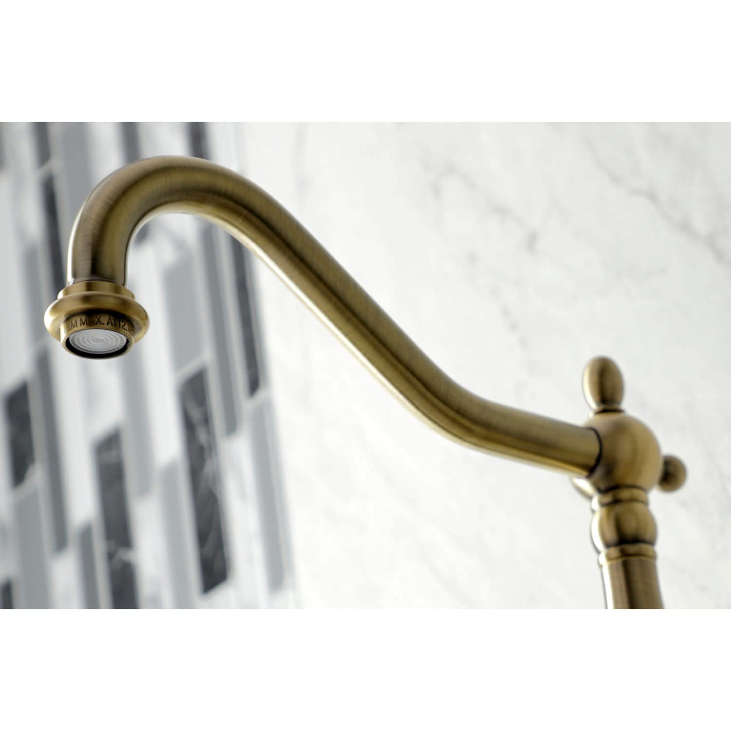 Kingston Brass KS1248PXBS Heritage Wall Mount Bridge Kitchen Faucet Sprayer, Antique Brass
