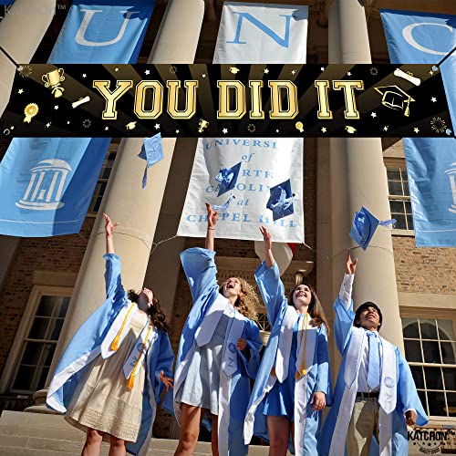 KatchOn, You Did It Banner - XtraLarge, 120x20 Inch | Graduation Yard Sign, Black and Gold 2023 Graduation Decorations | Graduation Banner | Graduation Backdrop, Graduation Decorations Class of 2023