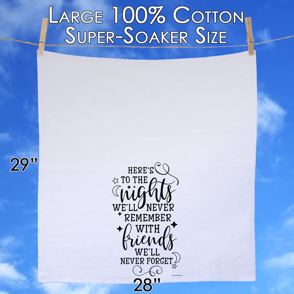 Here's To The Nights We'll Never Remember With Friends We'll Never Forget - Funny Kitchen Tea Towels - Decorative Dish with Sayings, Housewarming Gifts Multi-Use Cute for Women and Moms