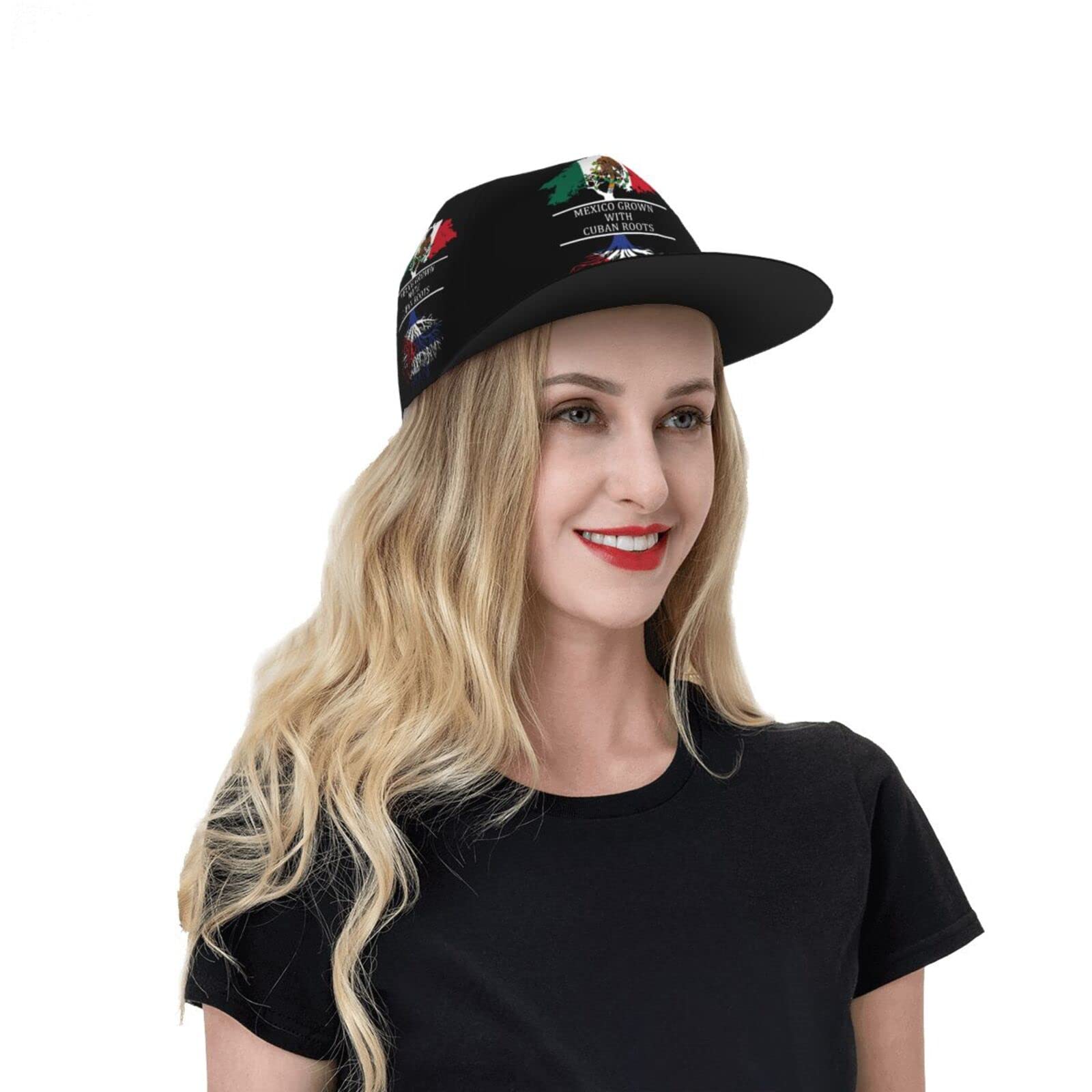 DARLEKS Mexico Grown with Cuban Roots Flat Bill Brim Baseball Cap Cool Hip Hop Trucker Hat Men Women Adjustable Baseball Caps