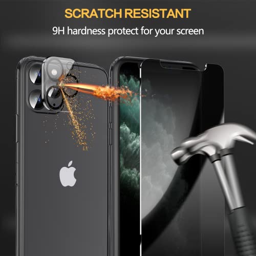 sorlnern [2+2 Pack] iPhone 11 Pro Privacy Screen Protectors with Camera Lens Protectors, Anti-Spy 9H Tempered Glass Film Screen Protectors for iPhone 11 Pro (5.8), Case Friendly, Bubble Free