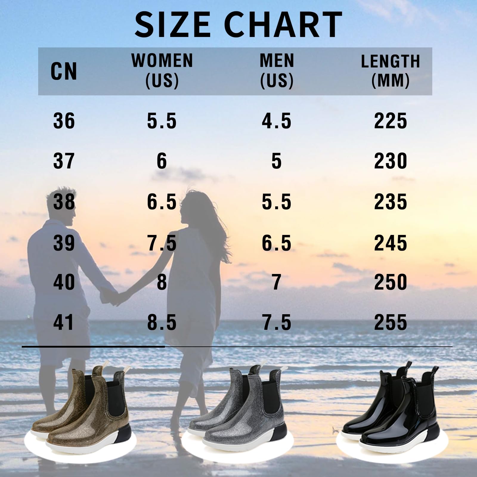 CKWLXQY Womens Rain Boots Waterproof Ankle Chelsea Booties Short Rain Shoes Casual Comfortable Rubber Boots