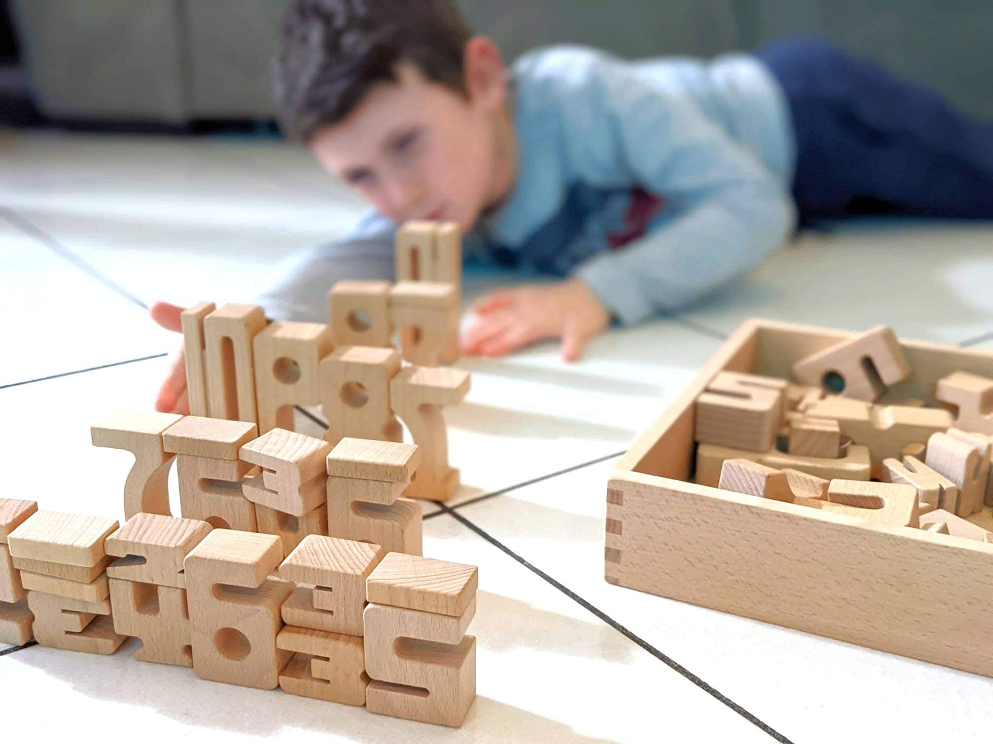 SumBlox Mini (Basic Set) - Set of 80 Mini STEM Solid Wood Educational Numbers, Including Wooden Box and Pack of 80 Activity Cards