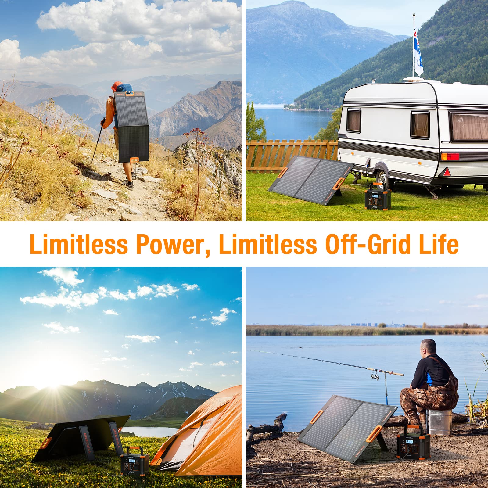 GRECELL 100W Portable Solar Panel for Power Station Generator, 20V Foldable Solar Cell Solar Charger with MC-4 High-Efficiency Battery Charger for Outdoor Camping Van RV Trip