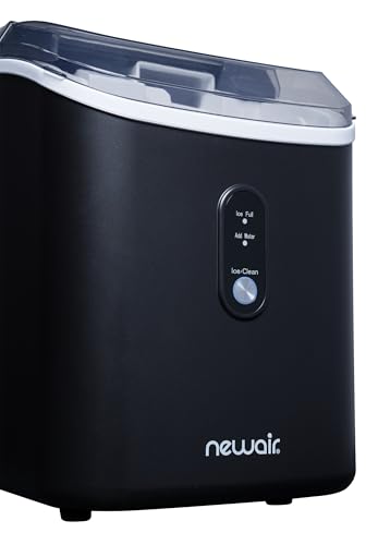 Newair Nugget Countertop Ice Maker Machine | 26 lbs. | Electric Sonic Ice Maker in Matte Black, Self-Cleaning Function, Refillable Water Tank, Perfect Canes Ice for Kitchens, Offices, Home Coffee Bars