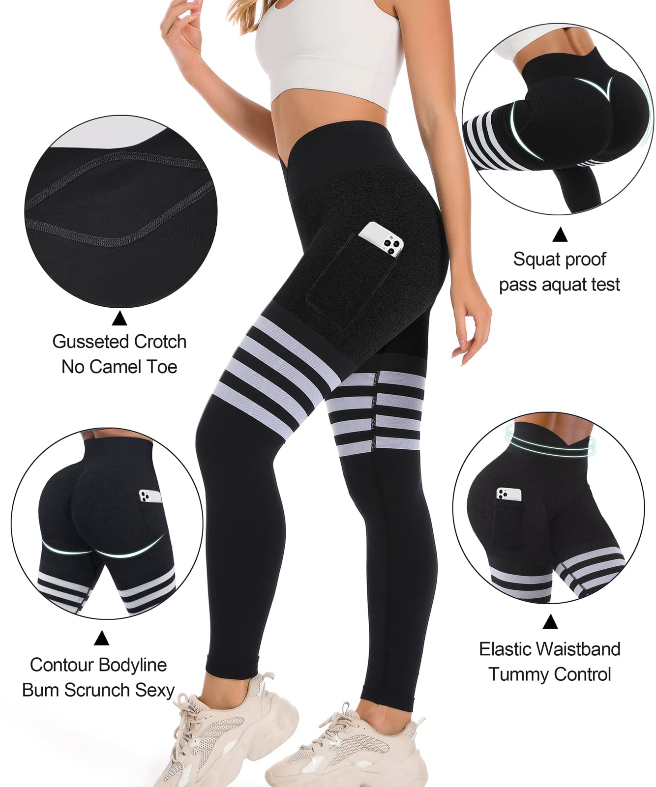 DEICAEVO Scrunch Butt Leggings for Women Butt Lifting with Pockets Seamless High Waist Workout Tummy Control Gym Yoga Pants