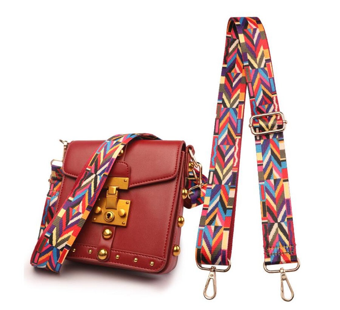 Purse Strap Replacement Guitar Style Multicolor Canvas Crossbody Strap for Handbags (25#)