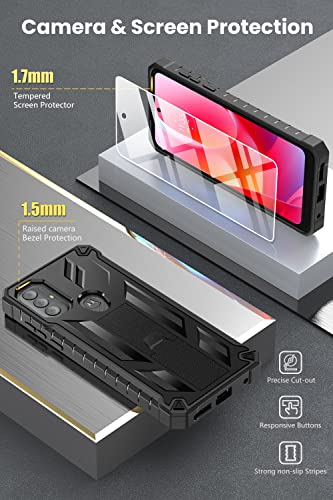 for Motorola Moto G-Power 2022 Case: Moto G Play 2023 Case Drop Proof Protection Durable Protective Heavy Duty Shockproof TPU Matte Textured Mobile Phone Cover Moto G Power 2022 Case with Kickstand