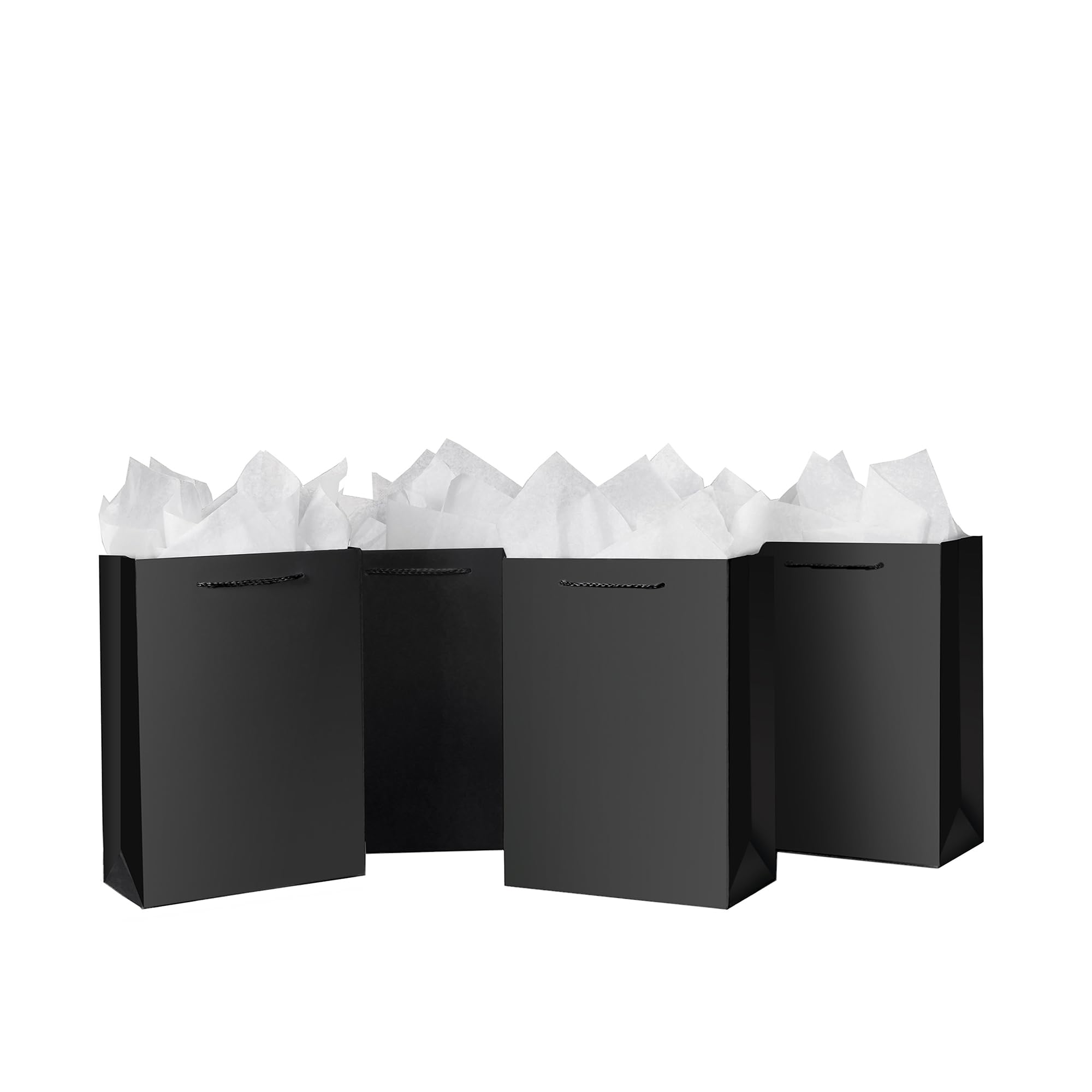 SHIPKEY 10 Pack Small Gift Bags | 6x2.5x8inch Black Gift Bags, Gift Bags for Men, Wedding Gift Bags, Black Paper Bags