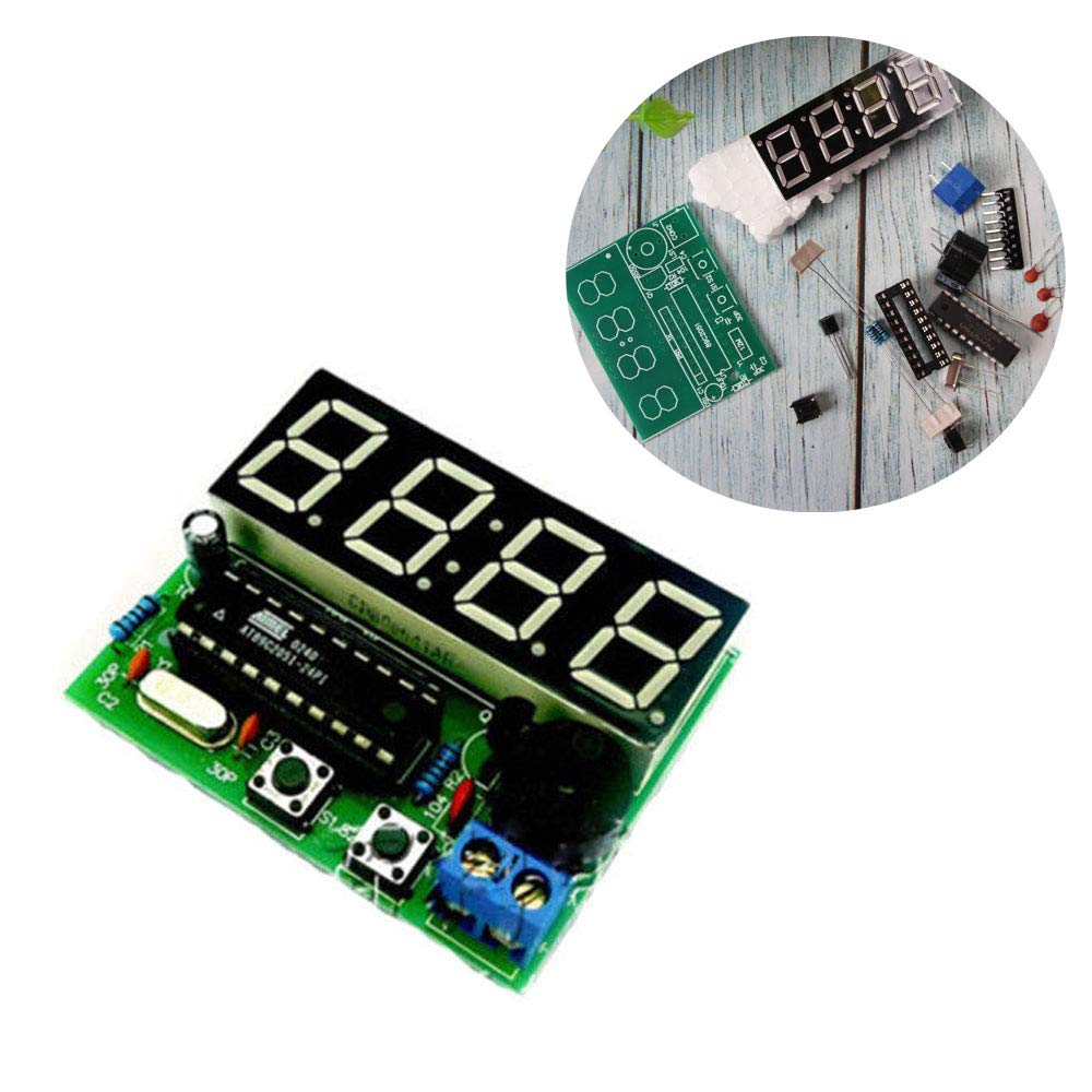 Comimark 1Pcs AT89C2051 Digital 4 Bits Electronic Clock Electronic Production Suite DIY Kit
