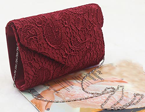 Clutch Purse Handbag Evening Bag Lace Messenger Bag Wedding Party Bag (White)