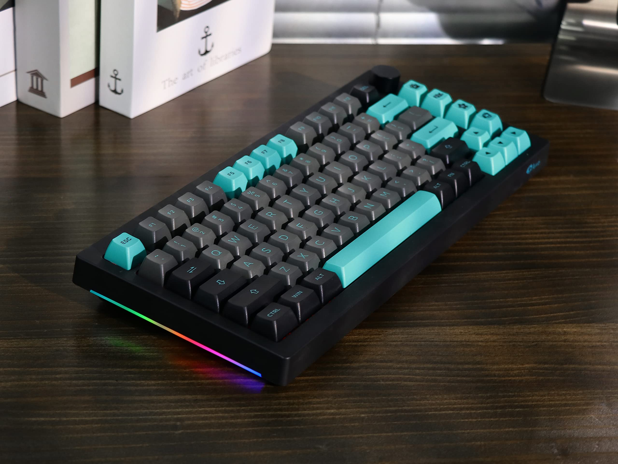 EPOMAKER AKKO 5075B Plus Gasket Hot Swap Mechanical Gaming Keyboard, 2.4GHz/Bluetooth 5.0/USB-C Wired PC Keyboard, with Poron Foam, Knob Control, Side RGB, Dual Plate for Win/Mac/Linux(Cyan, Silver)