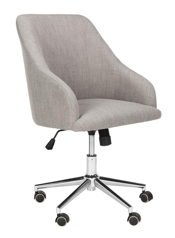 Safavieh Home Adrienne Grey Linen and Chrome Leg Tufted Swivel Office Chair