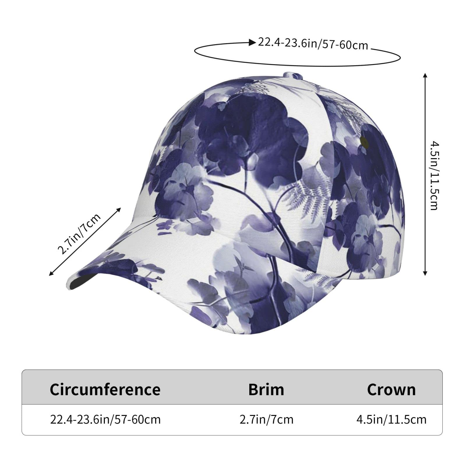 Cyliret Flower Pattern Hats for Women Baseball Cap Fashionable Summer Hat Adjustable Trucker Fitted Casual Sport Running Hats with Ponytail Hole Printing Pattern