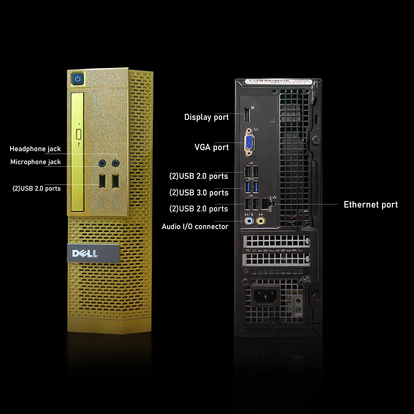 Dell PC Treasure Box Desktop Computer Intel Quad Core I5 up to 3.6GHz, 8GB DDR3 RAM, 256GB SSD, WiFi & Bluetooth, Keyboard & Mouse, DVD, Windows 10 Pro (Renewed) (Glamour Gold)