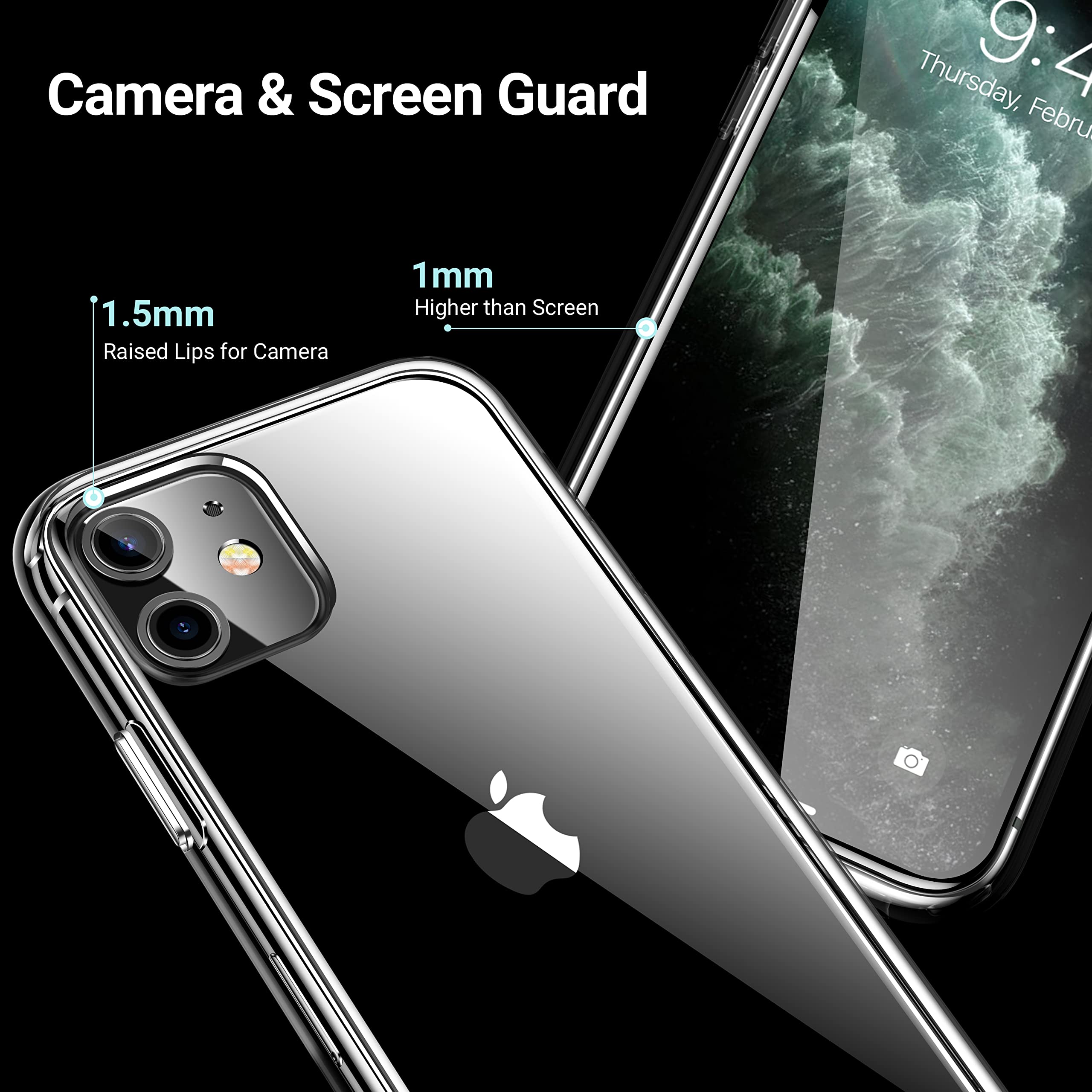 CASEKOO Crystal Clear Designed for iPhone 11 Case, [Not Yellowing] [Military Grade Drop Protection] Shockproof Protective Phone Case 6.1 inch 2019 (Clear)