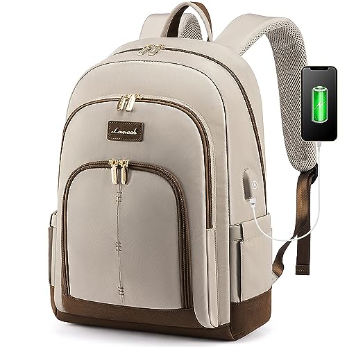 LOVEVOOK Travel Laptop Backpack Women,15.6 Inch Water Resistant Travel Backpack for Women,Work Computer Back Pack for College Business,Khaki