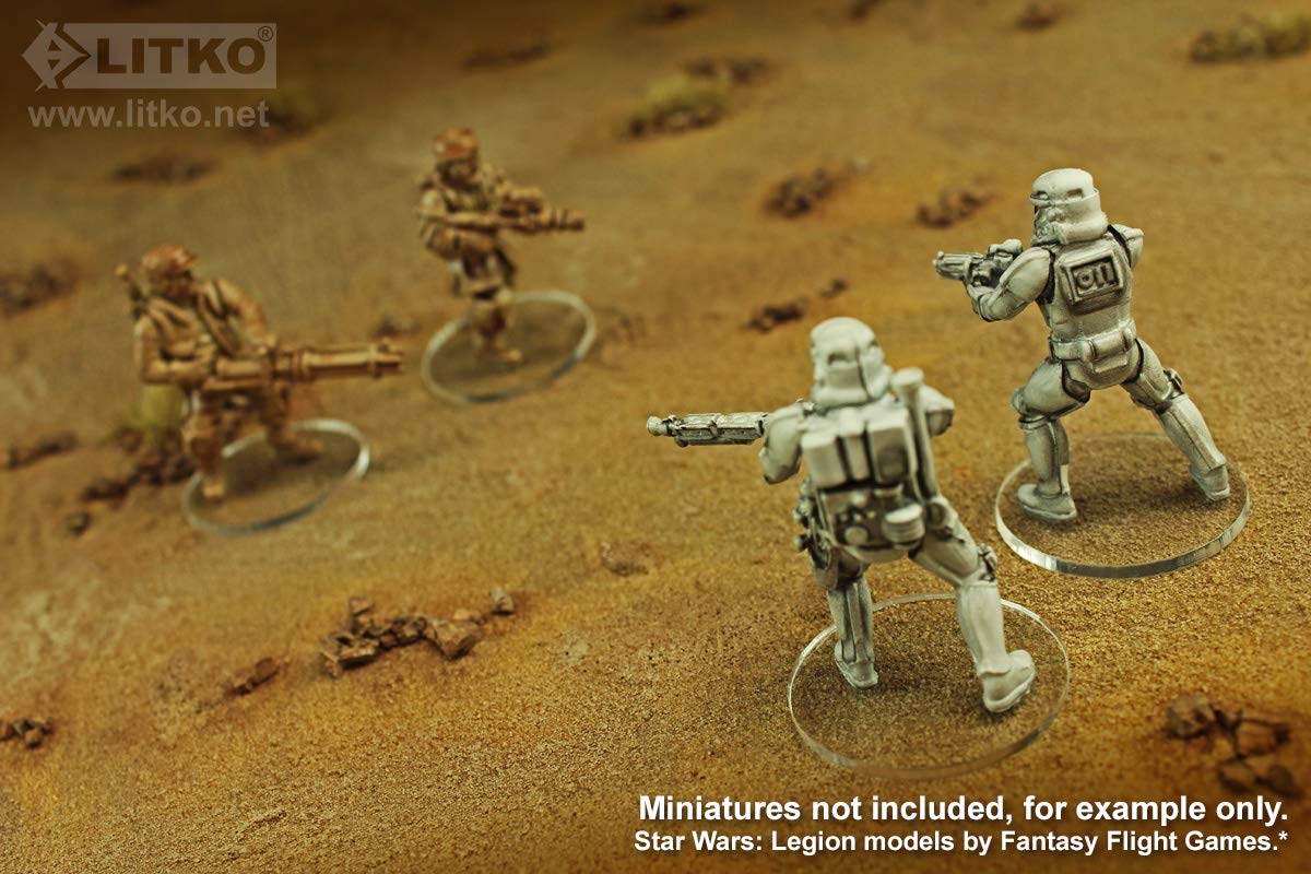 LITKO Round Bases | 27mm Circle | Compatible with Star Wars: Legion | Pack of 25 | (1.5mm Clear Acrylic)