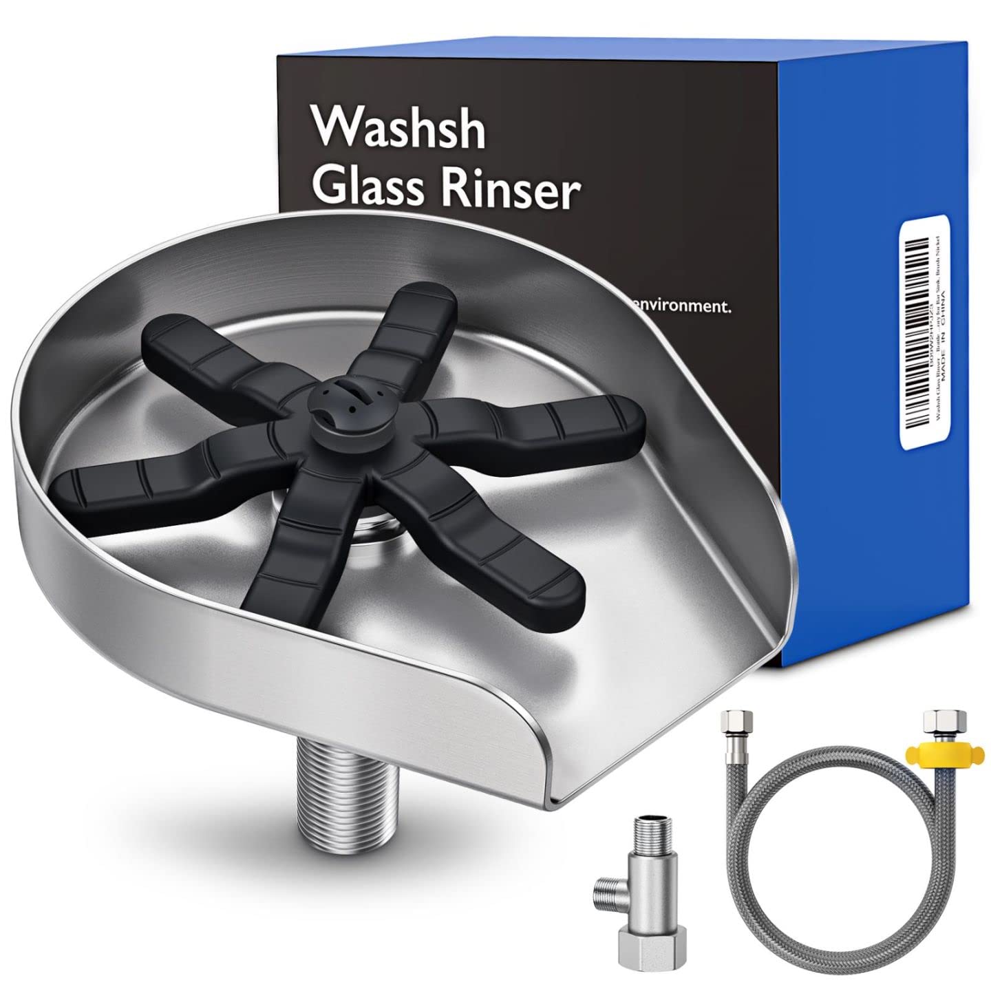 Glass Rinser for Kitchen Sink, Cup Washer for Sink, Bottle Washer, 304 Stainless Steel Cup Rinser for Sink, Glass Washer for Kitchen Sink, Glass Cleaner for Sink - Brush Nickel by Washsh…