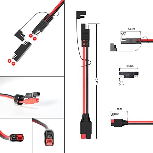 ELFCULB 10AWG SAE to Anderson Adapter,Solar Connector to SAE Extension Cable,Compatible with Solar Generator Portable Power Station(2FT)