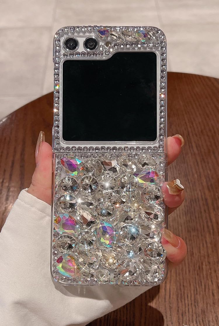 Case for Samsung Galaxy Z Flip 5,Samsung Z Flip 5 Stylish Pretty Bling Beauty TPU Case Slim Hybrid Shockproof Bumper Raised Edge Cover for Samsung Galaxy Z Flip 5 for Girls Women Silver