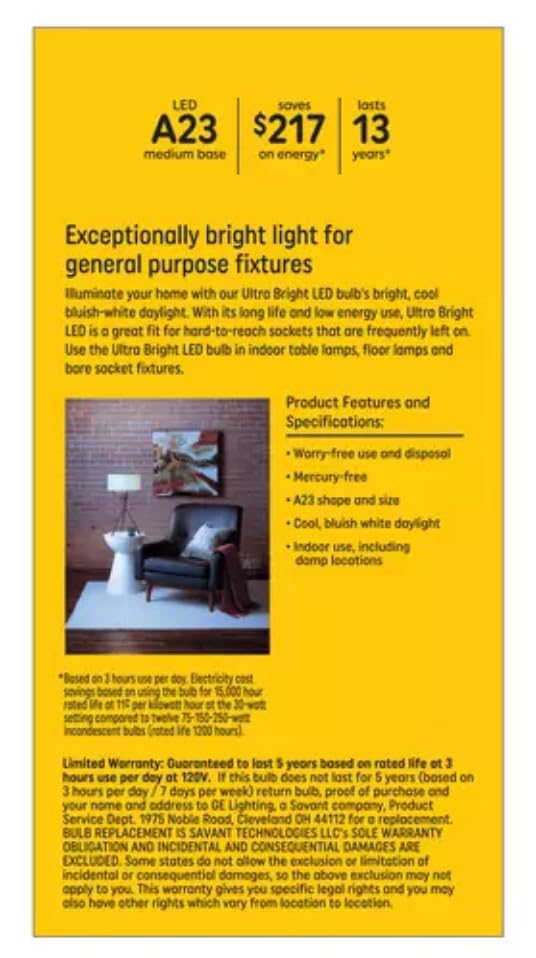 GE Lighting GE Ultra Bright LED 3-Way Light Bulb, 75/150/250 watt Equivalent, Daylight, 1100/2310/3900 lumens, exceptionally Bright LED A23, Frost Finish, ultrabright LED