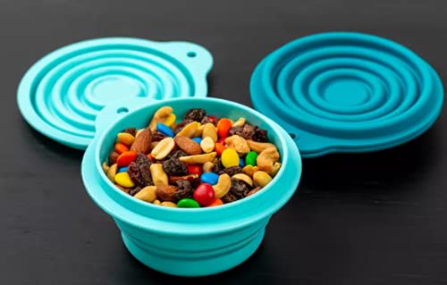 Core Home 12 oz. Round Collapsible Silicone Food Storage Containers with Lids, Set of 2, Blue