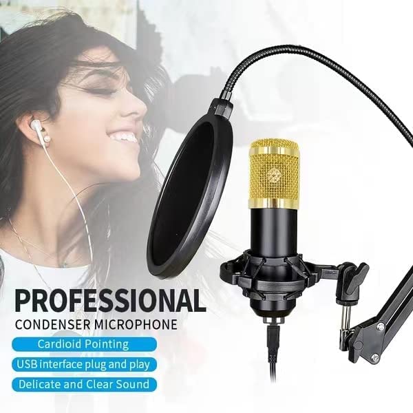 CYXZIM Professional Studio Microphone Kit, USB Condenser Recording Mic with Boom Arm for Gaming, Podcast, Live Streaming, Recording and YouTube Videos