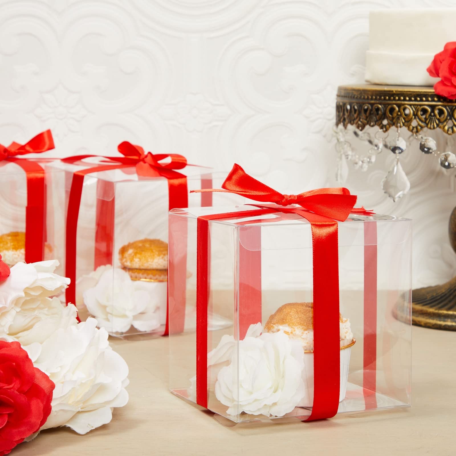 Juvale 30-Pack Clear Gift Boxes - 5x5x5 In Square Plastic Transparent Favor Boxes for Wedding, Baby Shower, Birthday Party