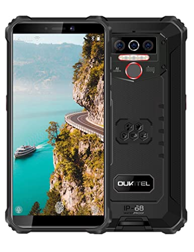 OUKITEL WP5 Rugged Cell Phones, 8000mAh Battery IP68 Waterproof Android 10 Rugged Smartphone, Triple Camera 4GB+32GB 5.5" HD+ Screen Face ID Fingerprint Dual Sim 4 LED Flashlight GSM 4G Black
