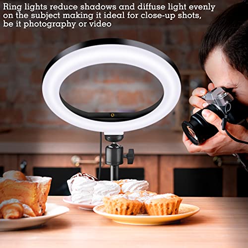Selfie Ring Light with Stand and Phone Holder, 10'' Dimmable Desktop LED Circle Light for Laptop,Computer, Lighting Kit Gifts for Live Streaming/Laptop Video Conference/Chat/Makeup/YouTube/Tiktok/Vlog