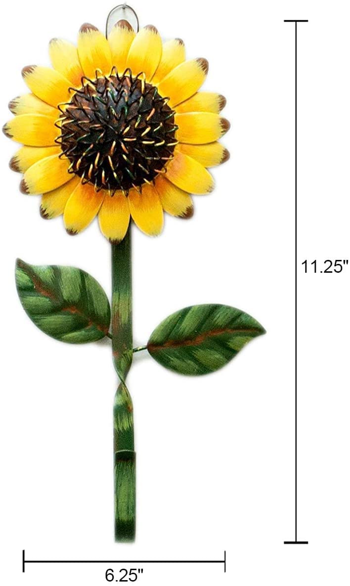 Morning View Sunflower Key Holder Metal Wall Mounted Sunflower Key Hook, Flowers Coat Rack, Durable Robe Rack, Decorative Hat Rack Towel Rack for Home Decor (Set of 2)