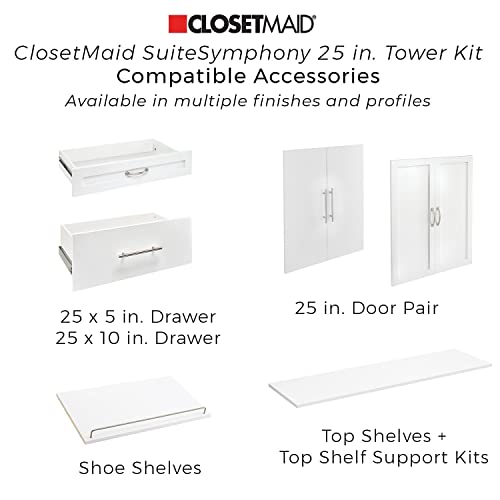 ClosetMaid SuiteSymphony 25-inch Wide Starter Tower Closet Organizer Midnight Brown Wood Finish