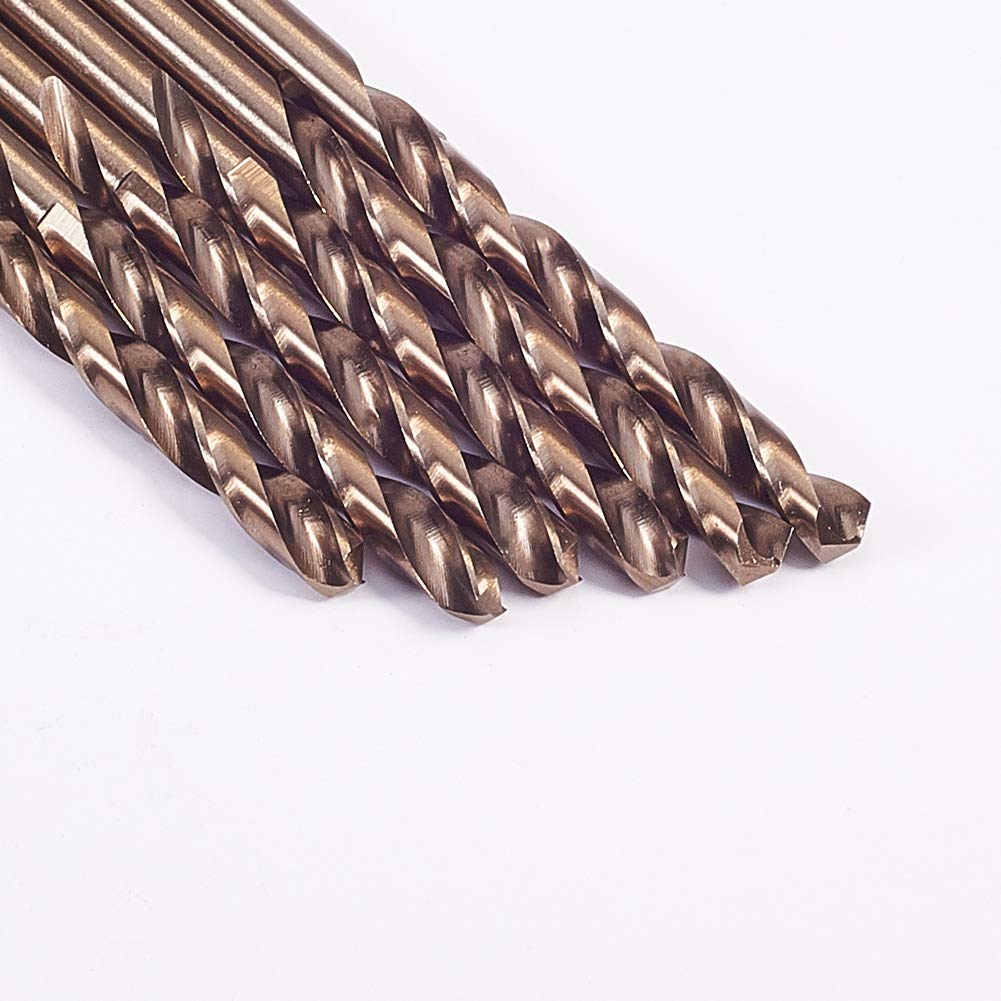 Heyiarbeit 6pcs 4.2mm Twist Drill with Titanium Coated High Speed Steel Bit HSS CO for Steel,Copper,Aluminum Alloy