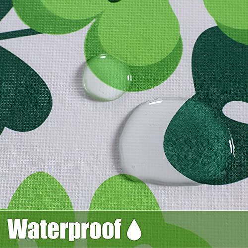Fitable St Patrick’s Day Rectangle Tablecloth - 60x84 Inch Waterproof Green/White Shamrock Table Cloth Vinyl Wipe Clean Clover Table Cover for Dining Room, Kitchen, Indoor/Outdoor Party Table Decor